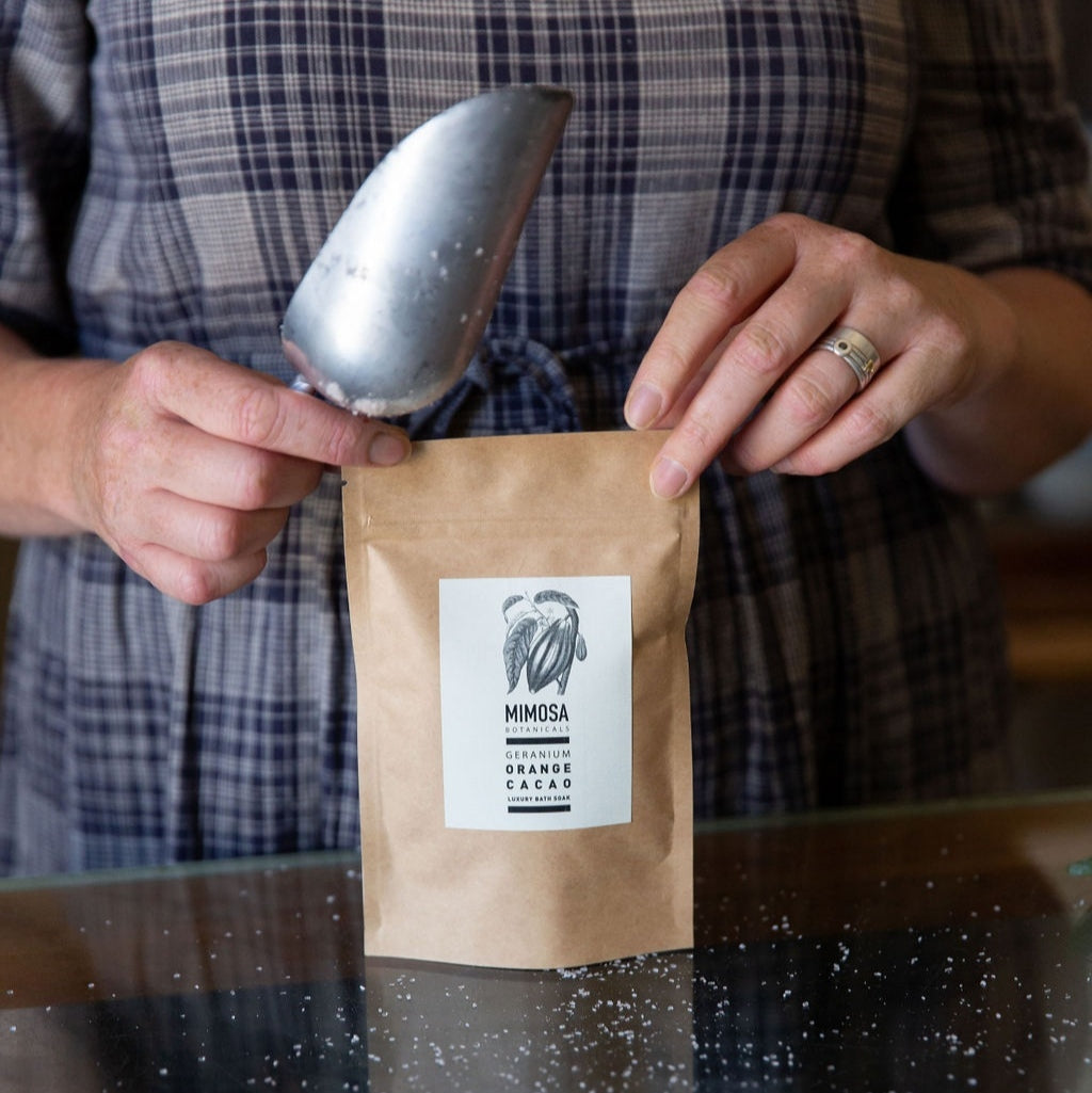 Geranium, Orange & Cacao Bath Soak – Mimosa Botanicals